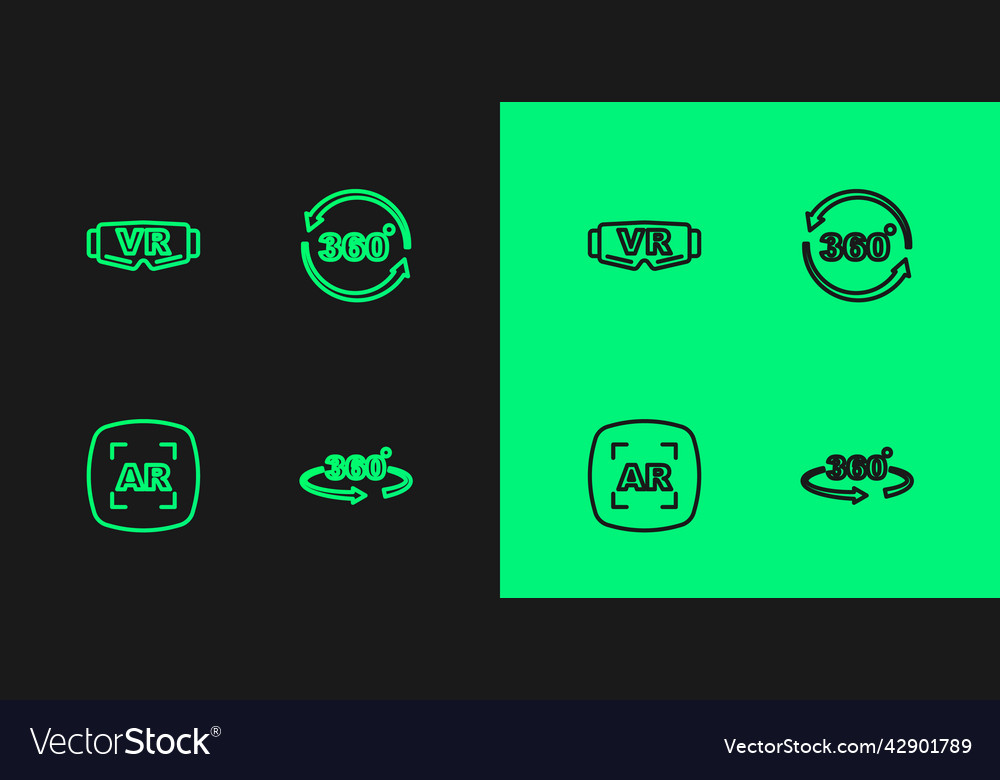 Set Line 360 Degree View Augmented Reality Ar Vector Image