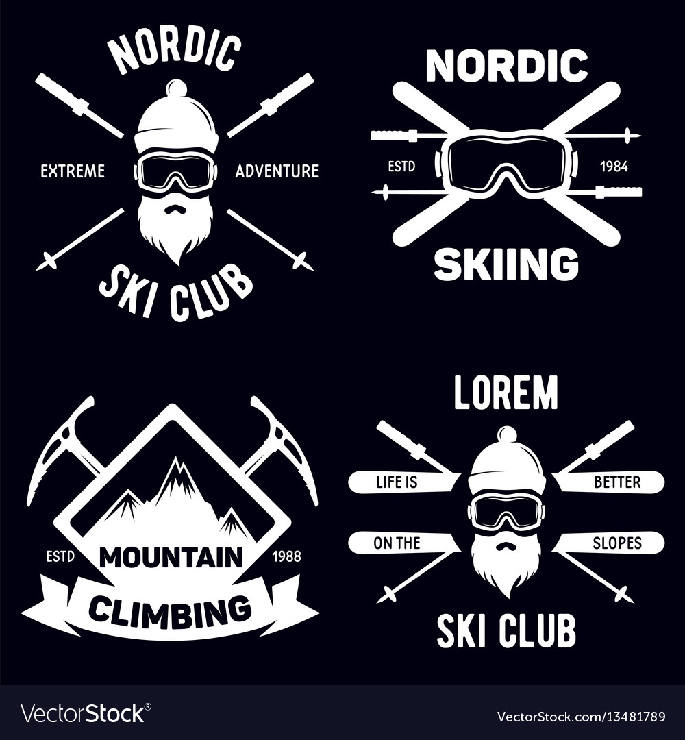Set of ski club vintage mountain winter badges Vector Image