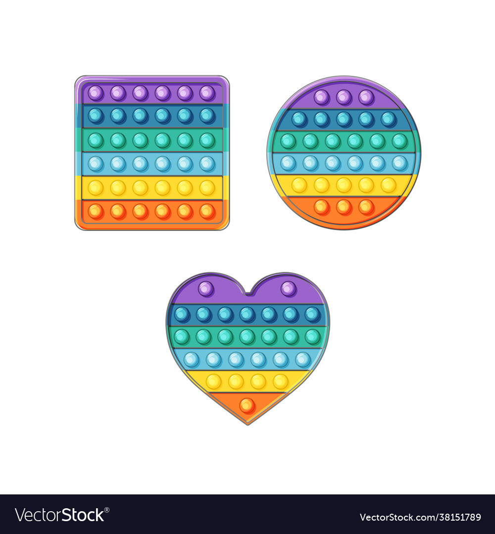 Silicone toys pop it set in cartoon style Vector Image