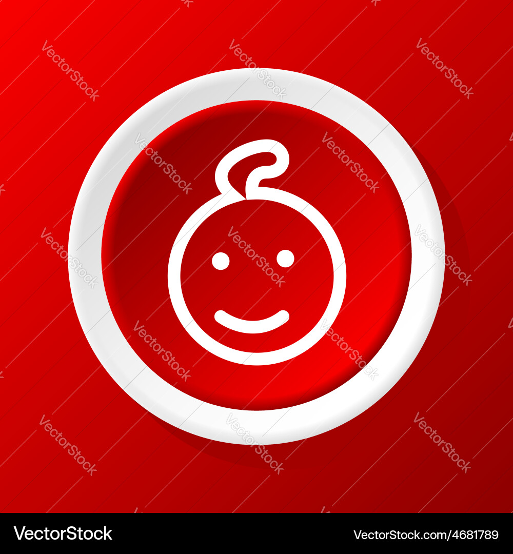Smiling child icon on red Royalty Free Vector Image