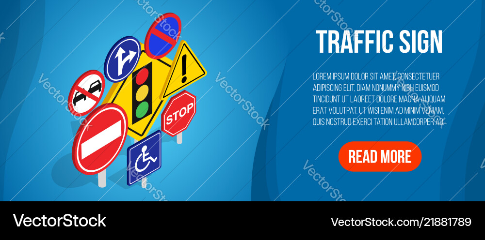 Traffic sign concept banner isometric style Vector Image