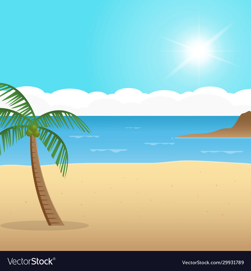 Tropical island in ocean with palm trees Vector Image