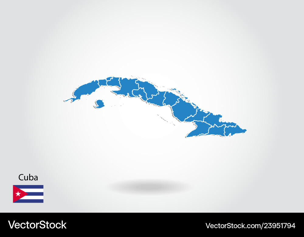 Cuba map design with 3d style blue map Royalty Free Vector