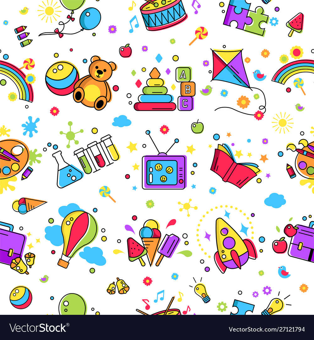 Kids activity pattern background Royalty Free Vector Image