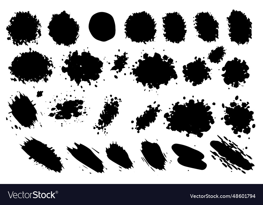 Paint brush black ink grunge strokes Royalty Free Vector