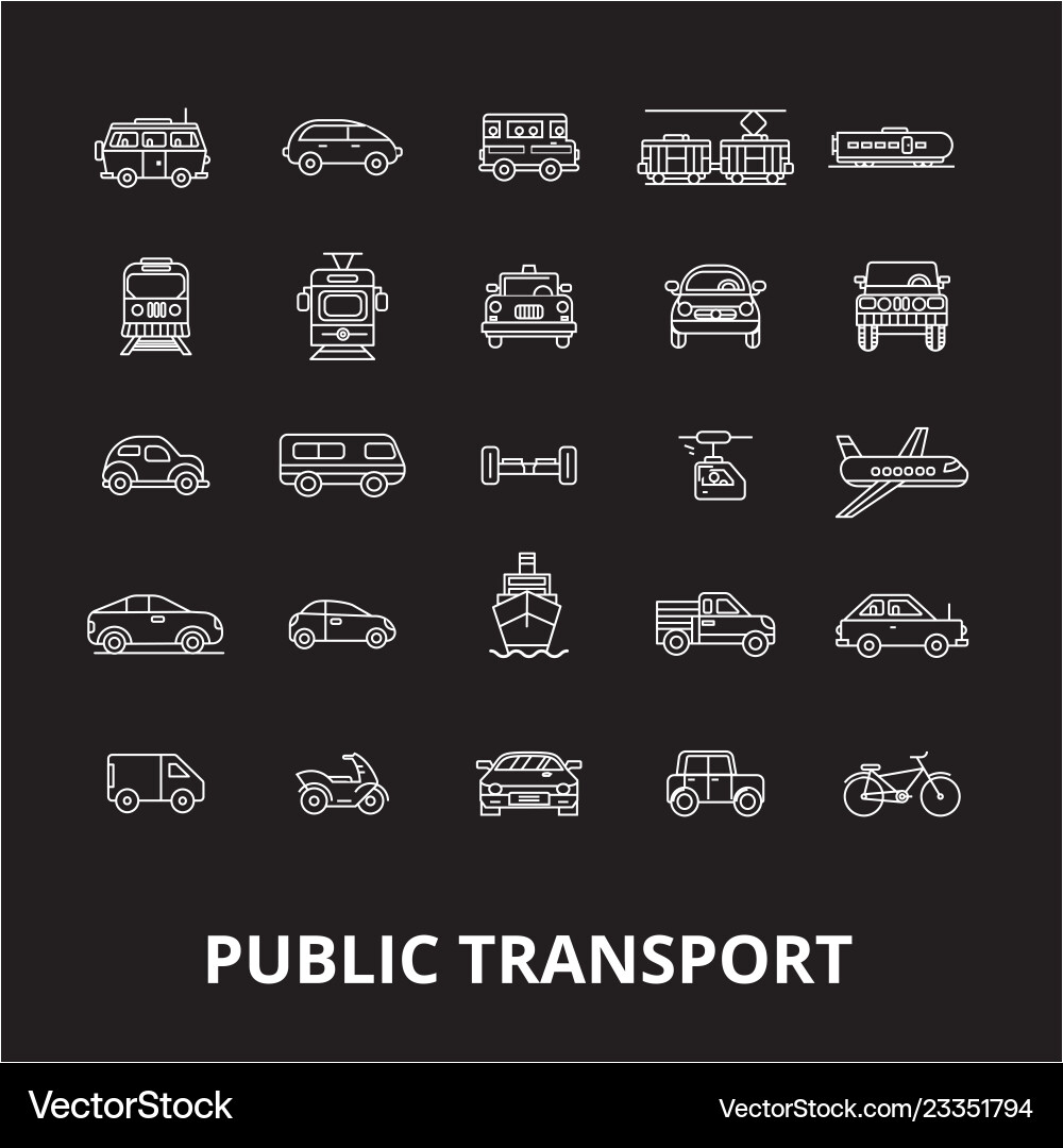 Public transport editable line icons set Vector Image