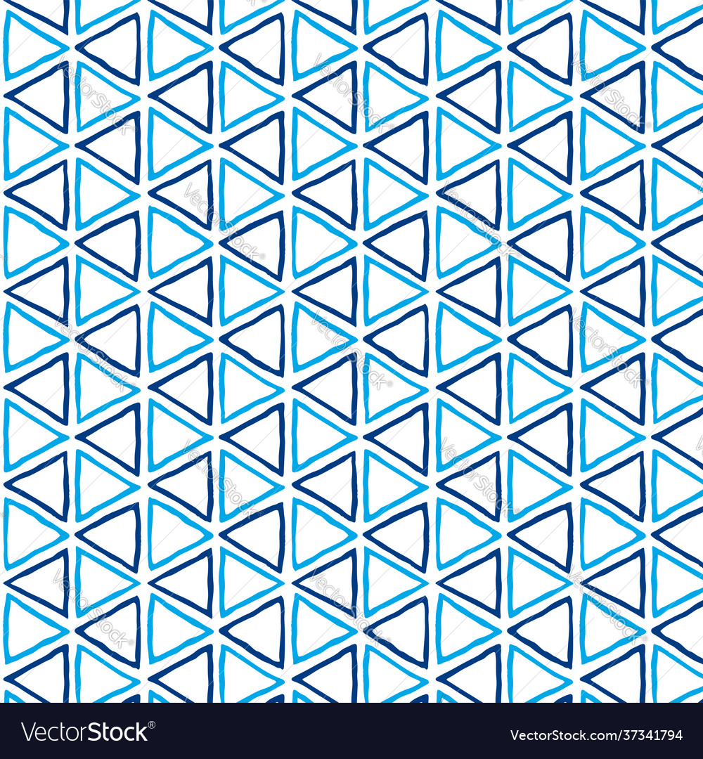 Seamless repeating pattern blue triangles Vector Image