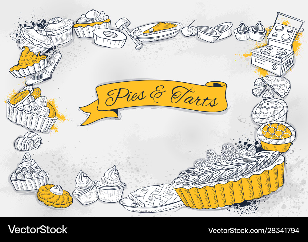 Template different types pie and tart Royalty Free Vector