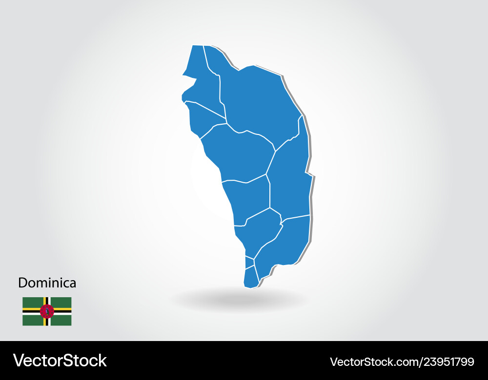 Dominica map design with 3d style blue Royalty Free Vector