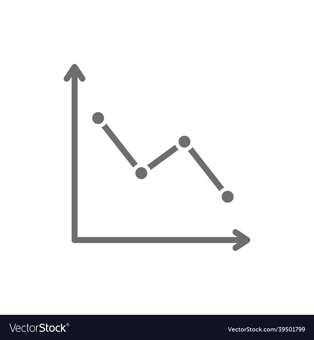 Down graph analyzing chart patterns grey icon Vector Image