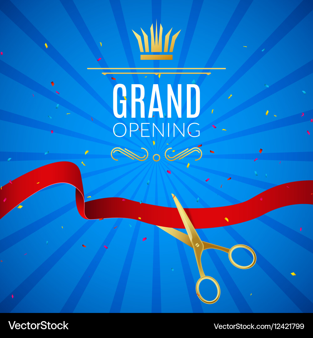 Grand opening design template with ribbon Vector Image