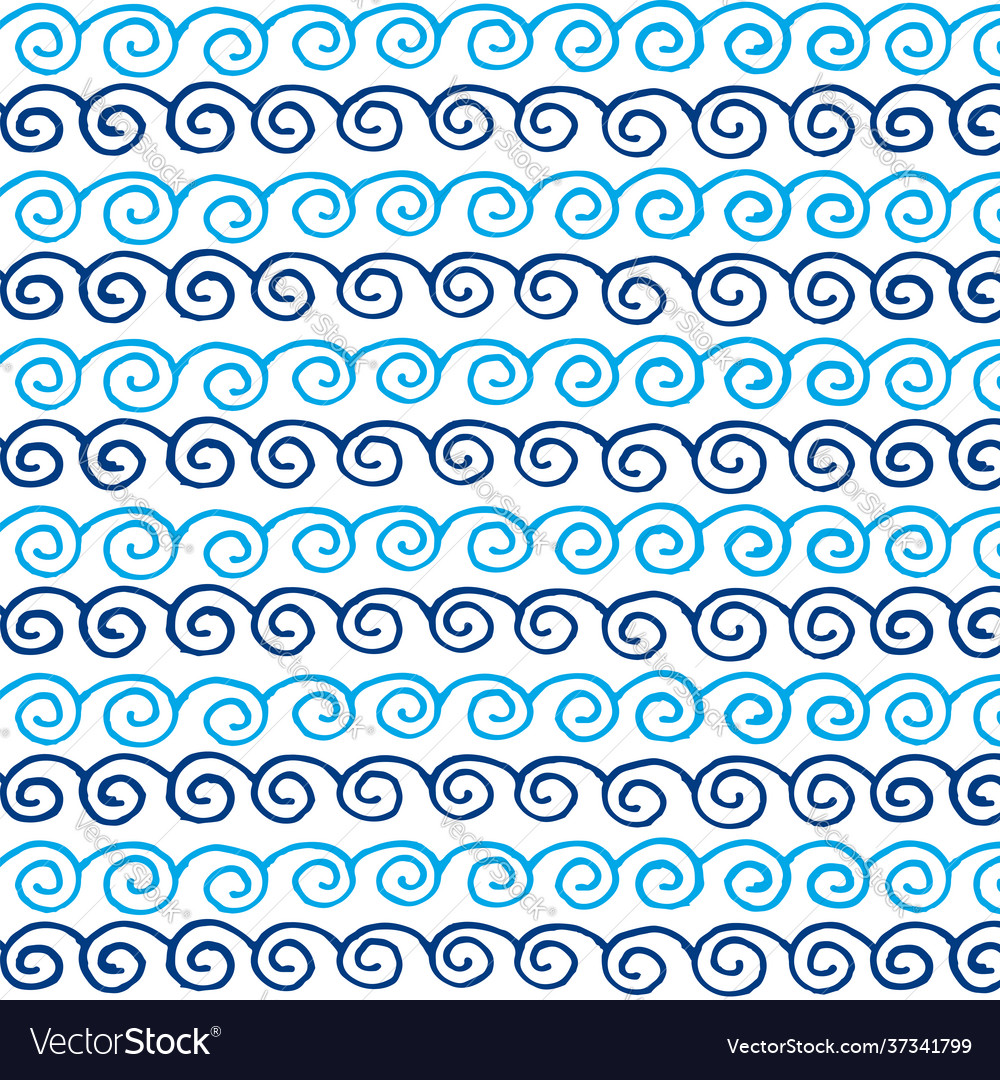 Seamless repeating pattern blue waves Royalty Free Vector