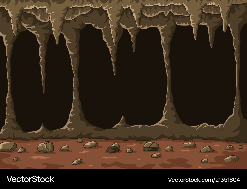 Cartoon the cave with stalactites Royalty Free Vector Image