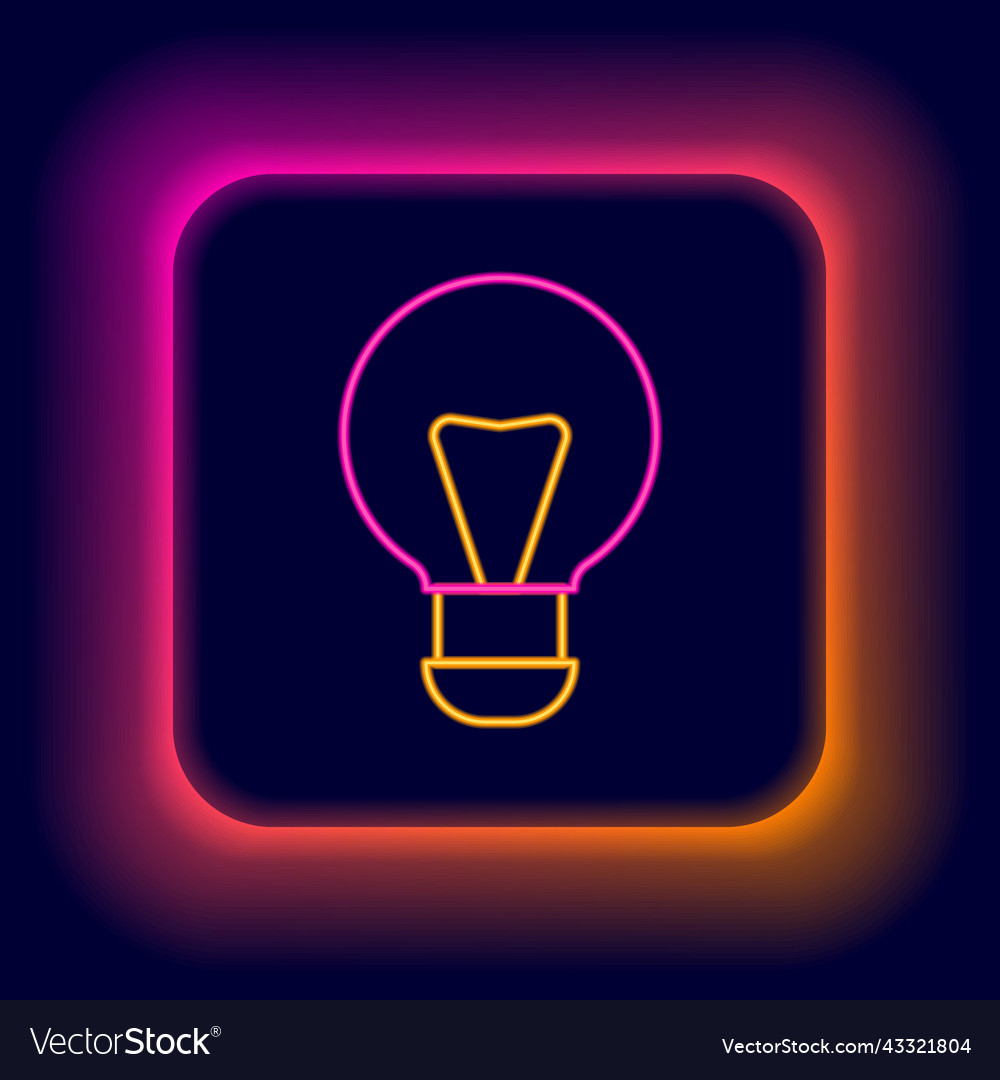 Glowing neon line creative lamp light idea icon Vector Image