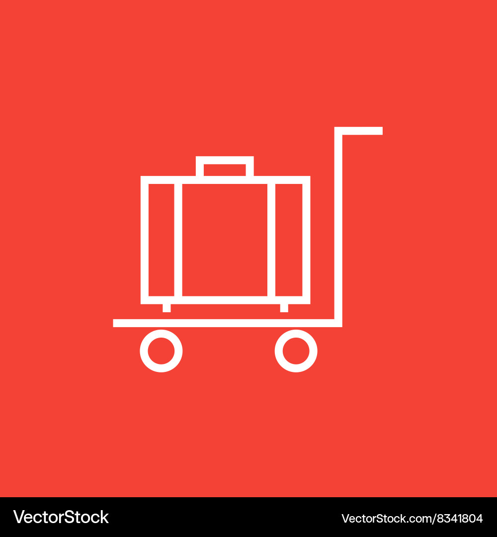 Luggage on trolley line icon Royalty Free Vector Image