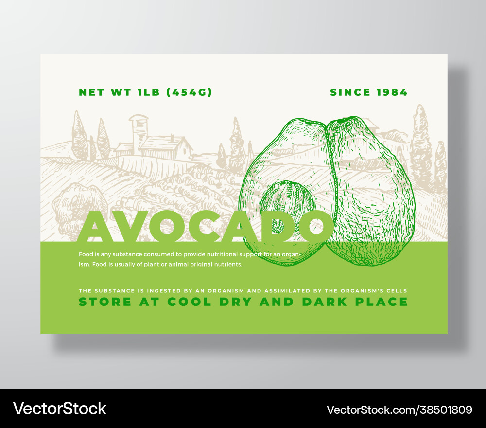 Avocado label template abstract packaging Vector Image