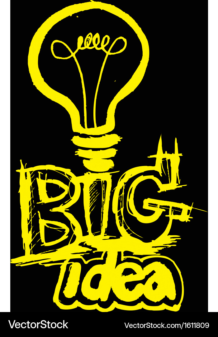 Concept of big idea inspired bulb Royalty Free Vector Image