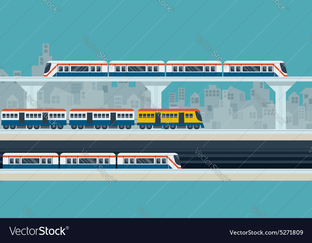 Train sky train subway objects Royalty Free Vector Image