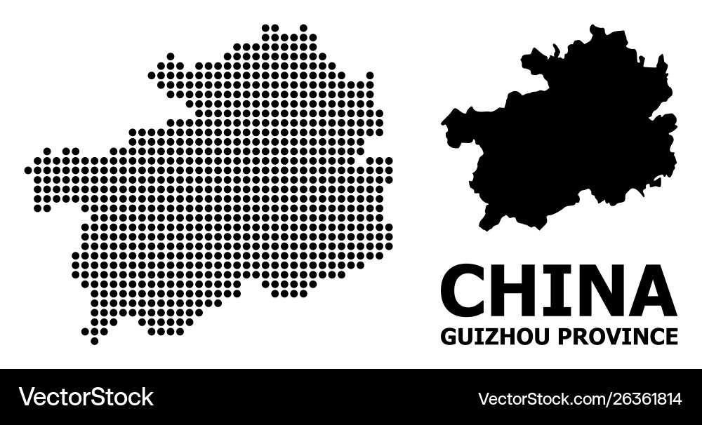 Dotted mosaic map guizhou province Royalty Free Vector Image