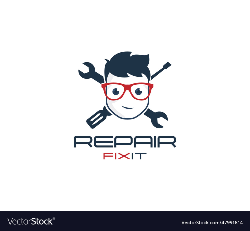 Geek repair fix it logo Royalty Free Vector Image