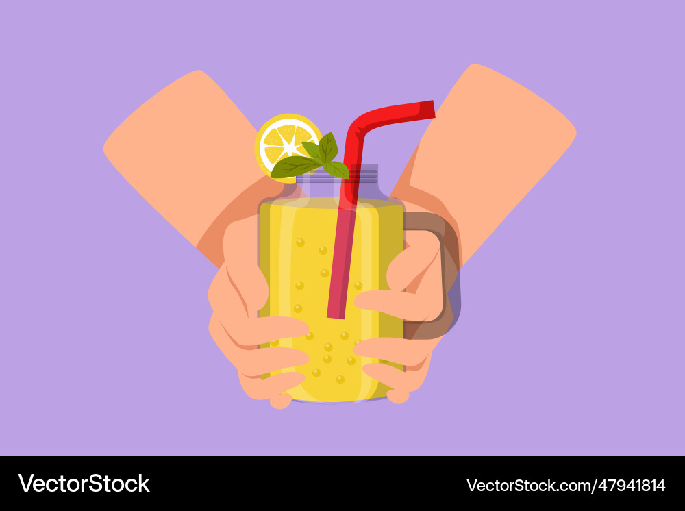 Graphic flat design drawing hands hold refreshing Vector Image