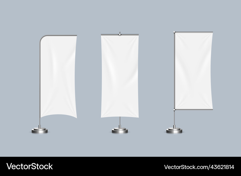 Realistic detailed 3d white blank adv beach flag Vector Image