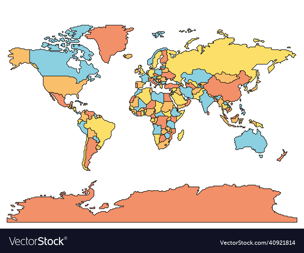 Simplified smooth border world map Royalty Free Vector Image Simplified smooth border world map Royalty Free Vector Image