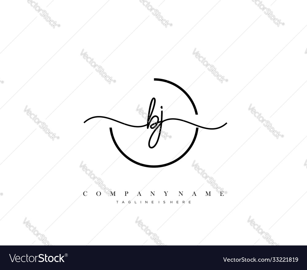 Bj initial handwriting minimalist geometric logo Vector Image Bj initial handwriting minimalist geometric logo Vector Image