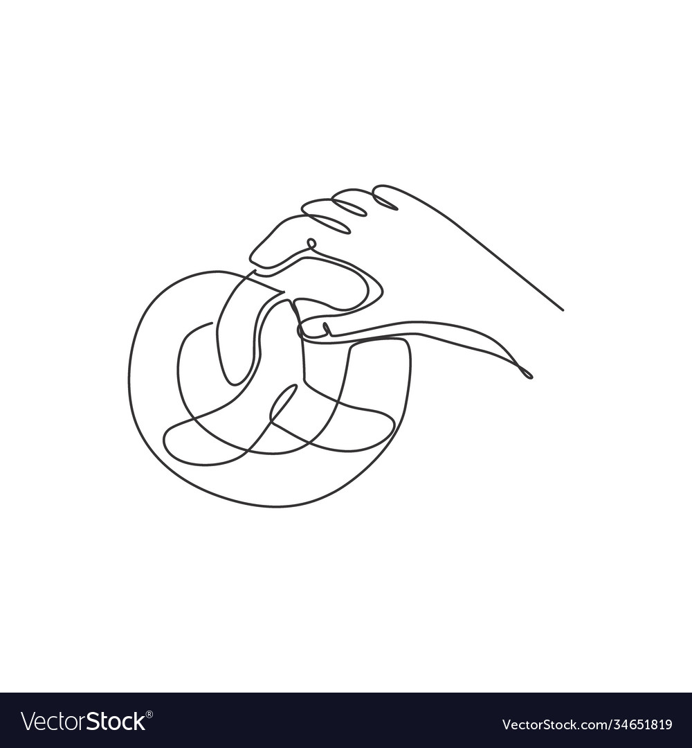 One continuous line drawing fresh delicious Vector Image