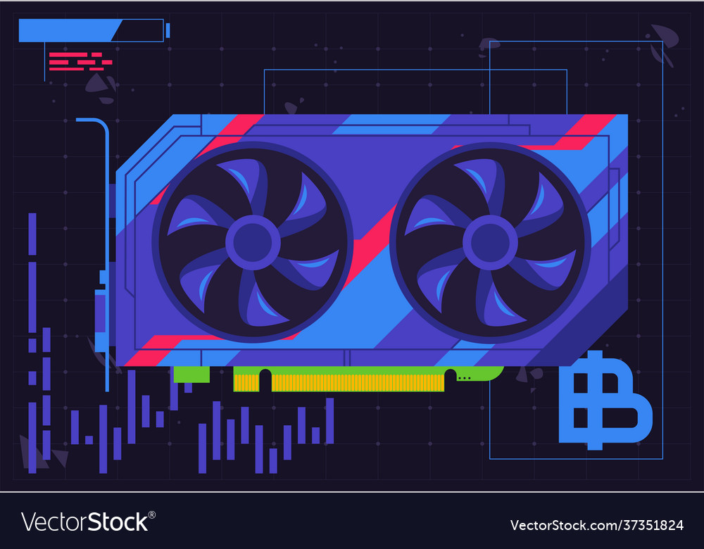 Computer video card with a flat interface design Vector Image