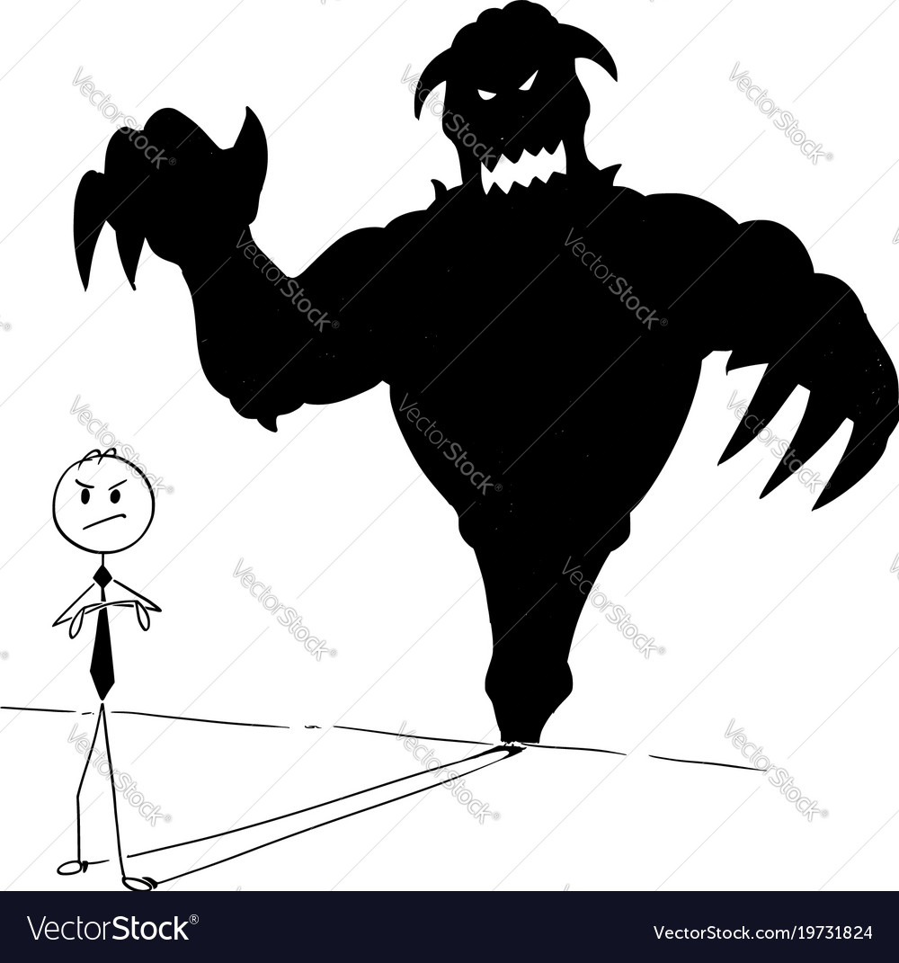 Conceptual cartoon businessman and his monster Vector Image Conceptual cartoon businessman and his monster Vector Image