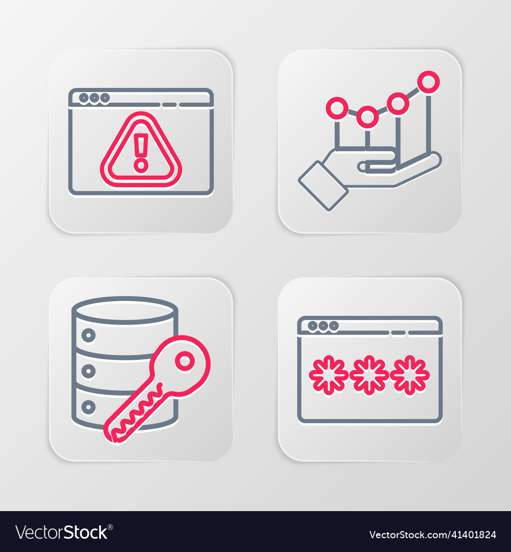 Set Line Password Protection Server Security Vector Image