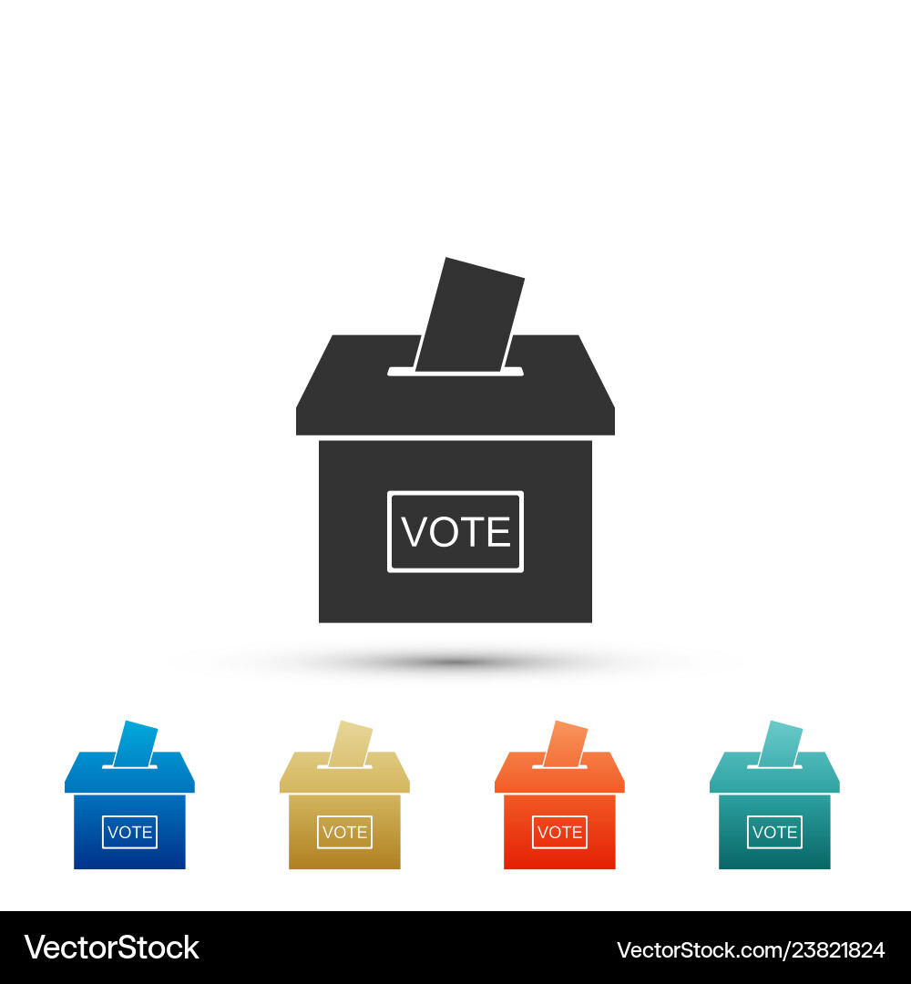 Vote box or ballot box with envelope icon isolated