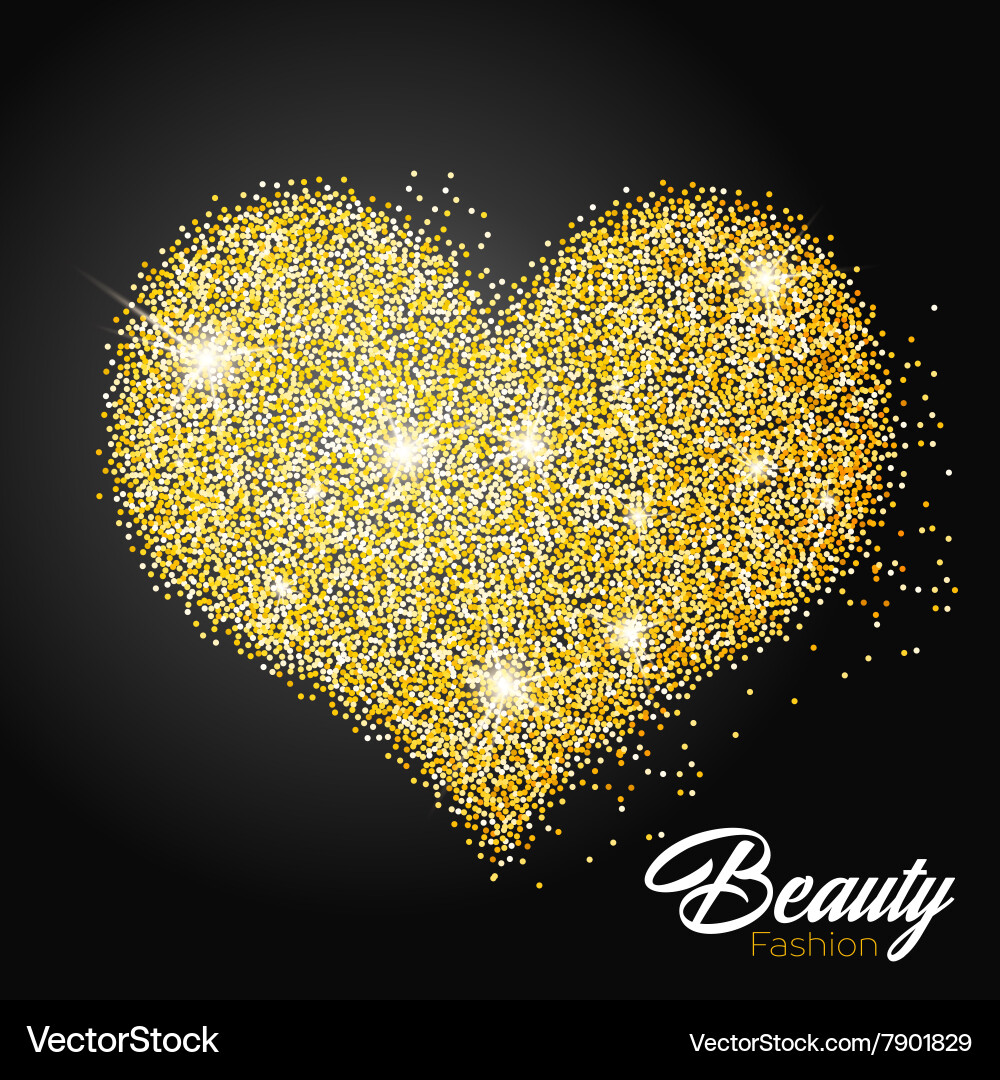 Heart gold glittering star dust love concept Vector Image