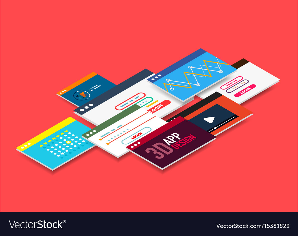 Isometric user interface design Royalty Free Vector Image