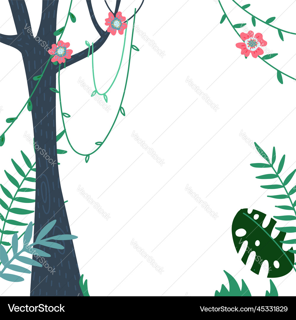 Jungles leaves and summer tropical frame Vector Image