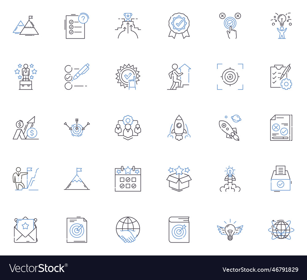 Objectives Line Icons Collection Goals Targets Vector Image