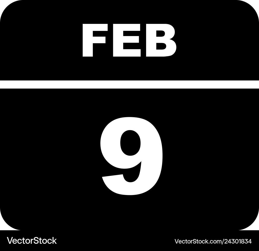 February date on a single day calendar Royalty Free Vector