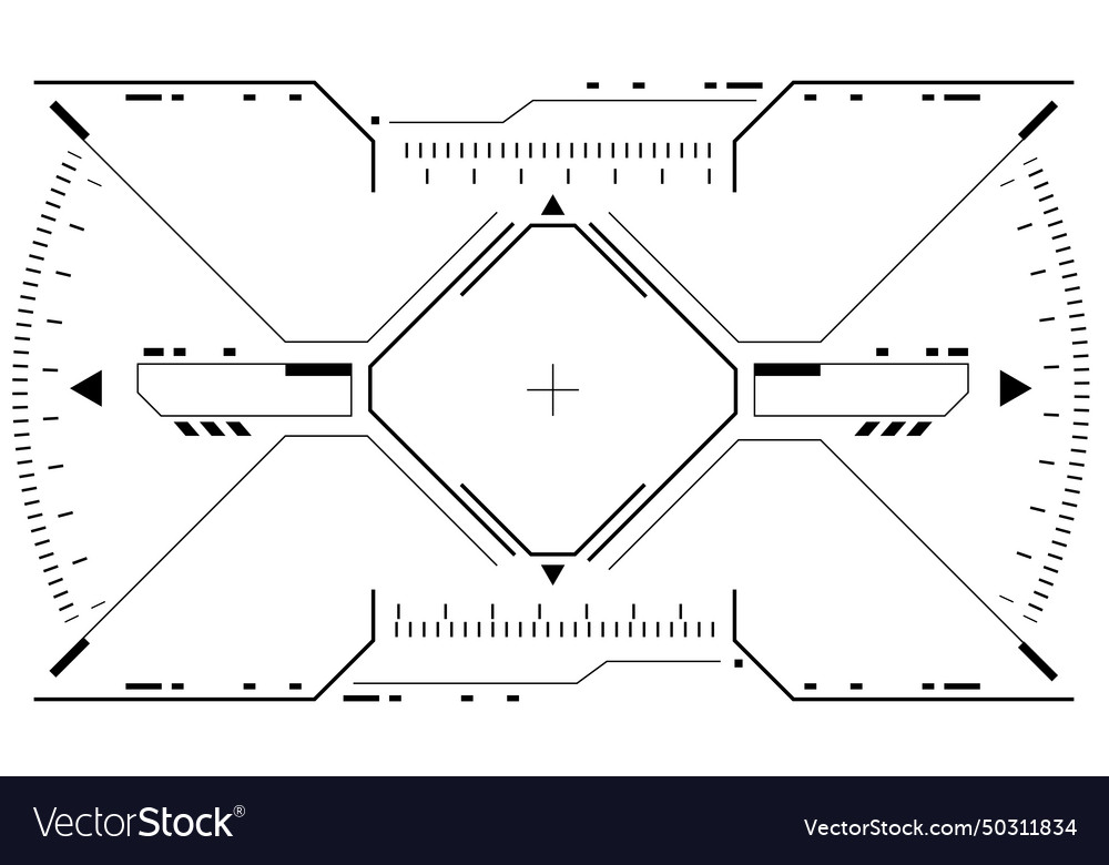 Hud sci-fi interface screen view black geometric Vector Image