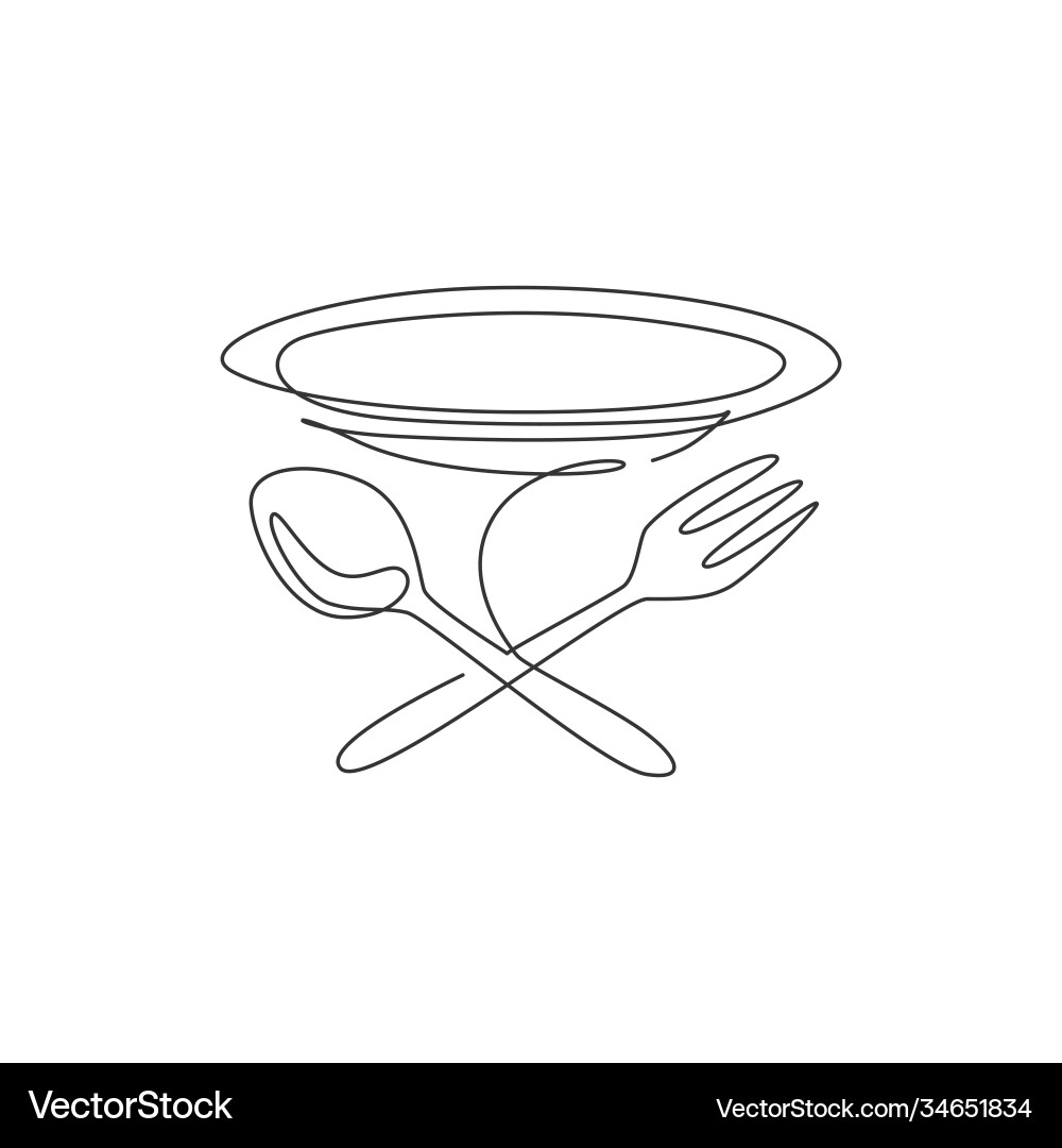 Single continuous line drawing stylized plate Vector Image