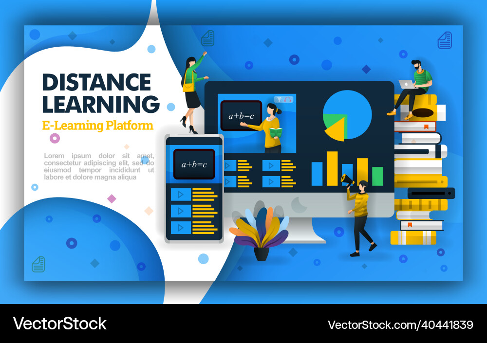 Distance learning technology internet based Vector Image