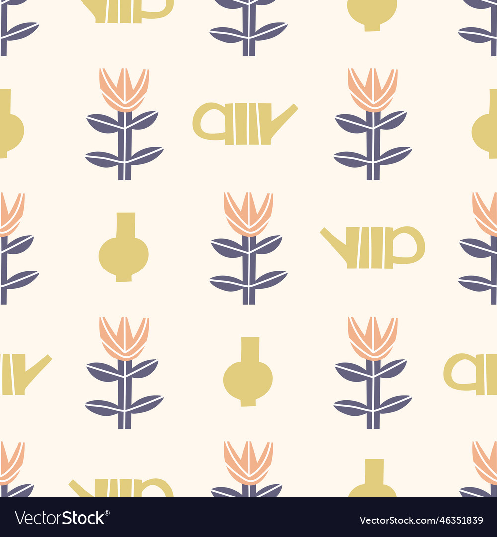 Seamless pattern with abstract flowers Royalty Free Vector