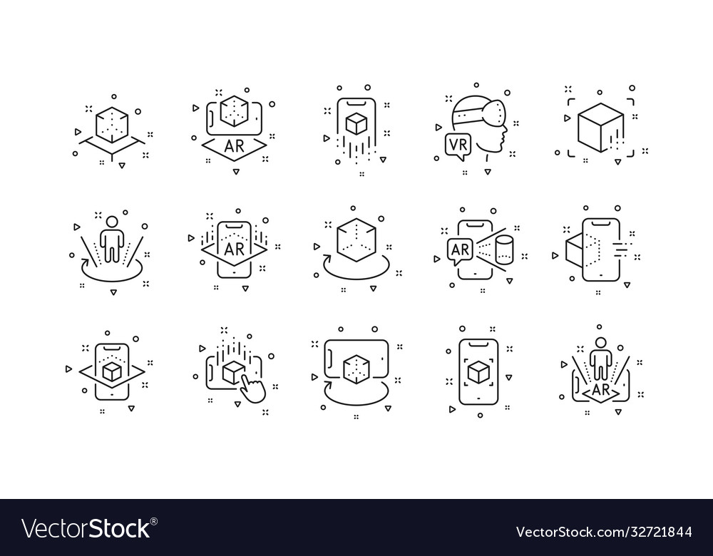 Augmented reality line icons vr simulation Vector Image