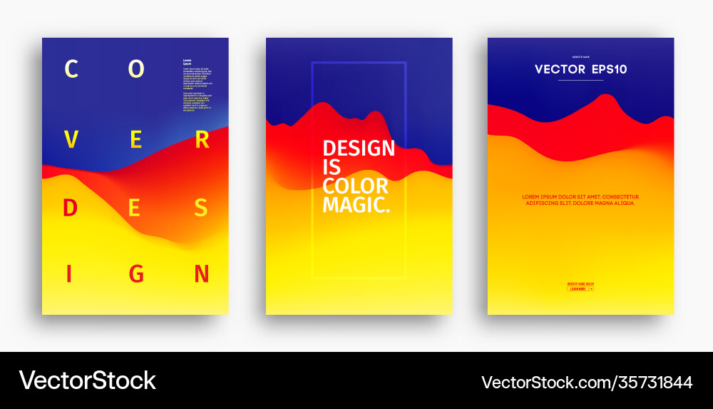 Cover design template with yellow red blue Vector Image