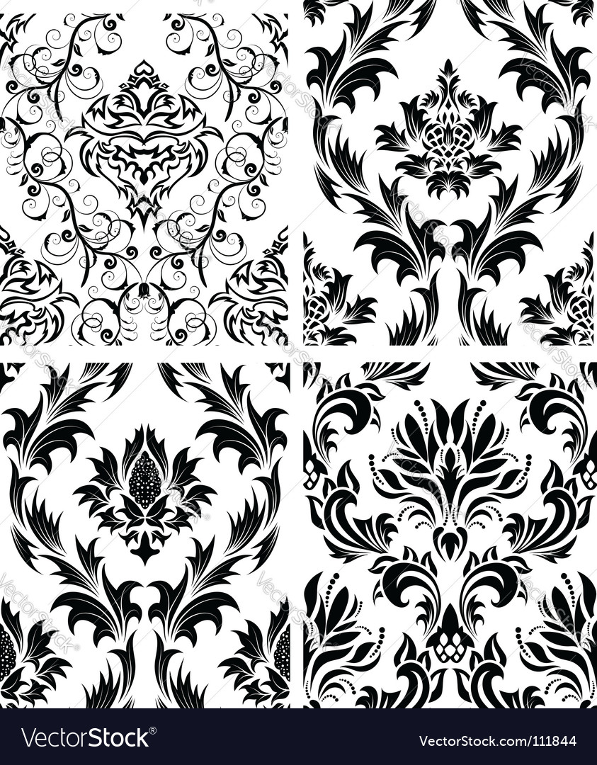 Damask patterns set Royalty Free Vector Image - VectorStock
