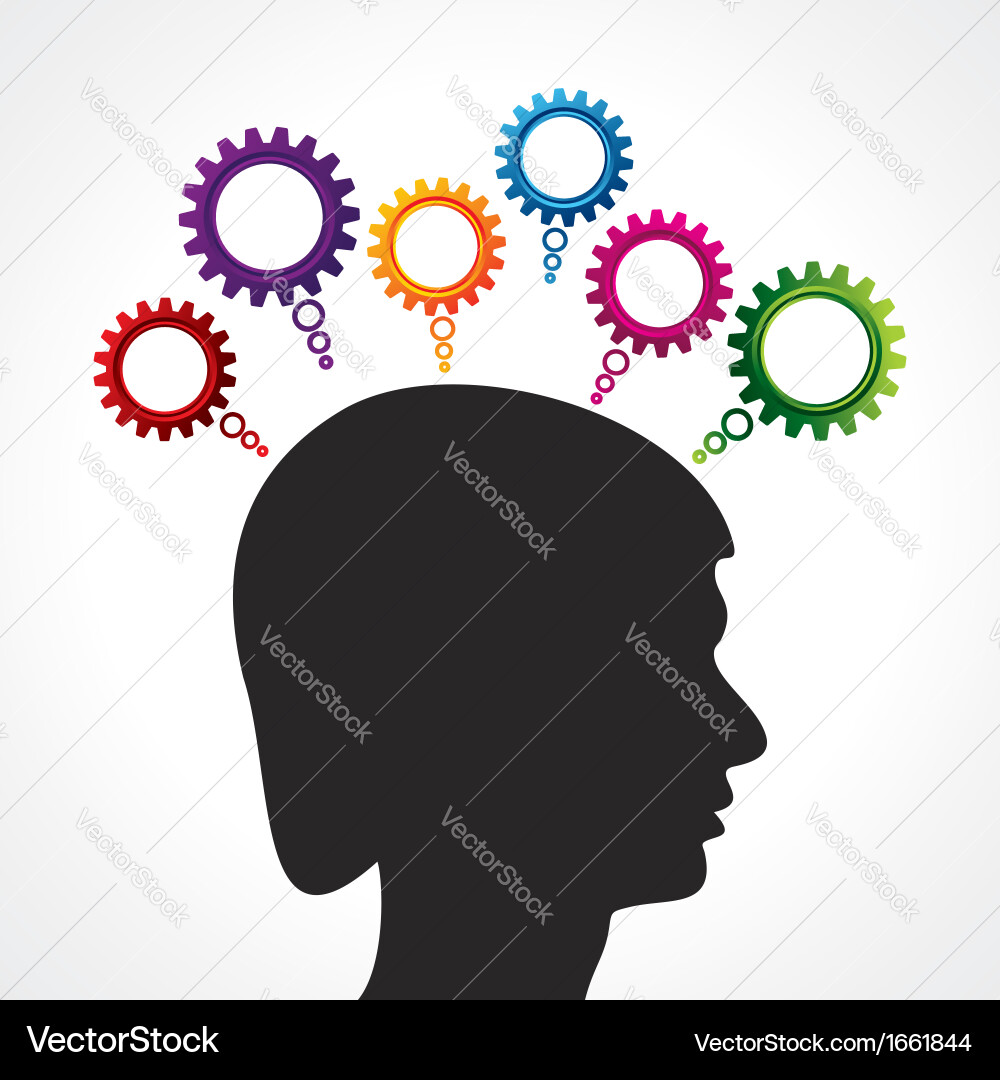 Thinking mechanics concept with cog wheel Vector Image