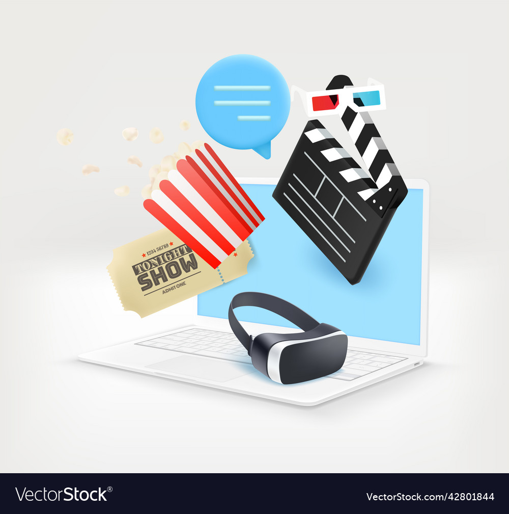 Using modern computer for modern entertainment 3d Vector Image