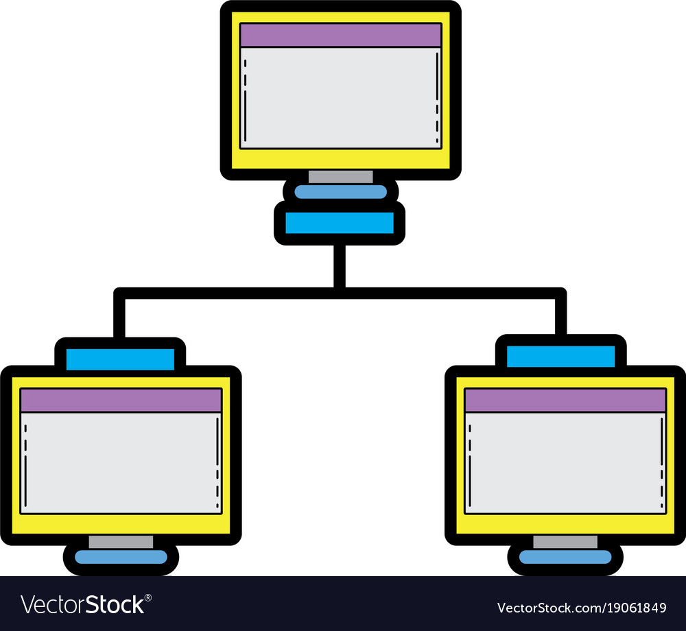 Line color computer screen with technology global Vector Image
