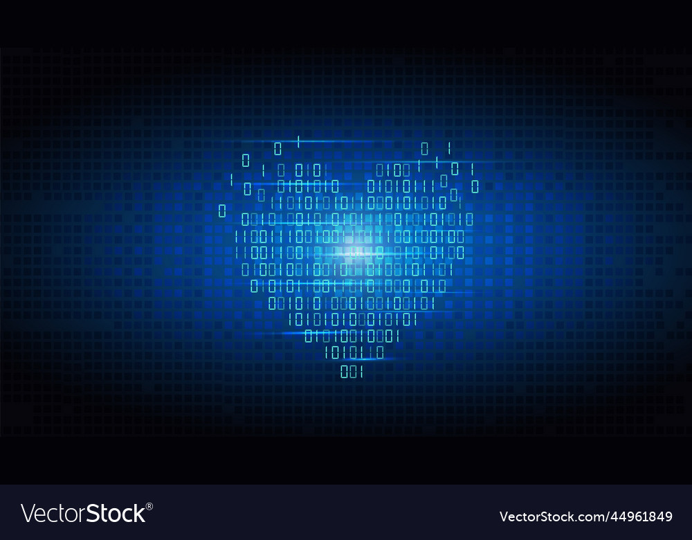 Technology heart love data code digital tech Vector Image