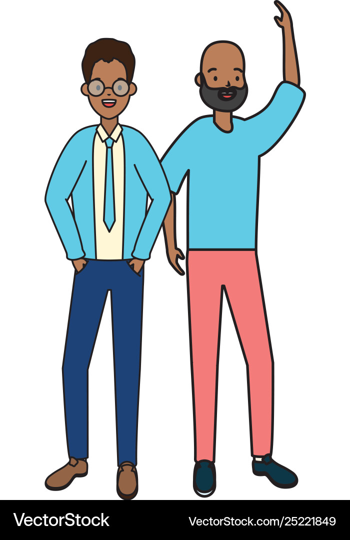 Two men diversity characters Royalty Free Vector Image